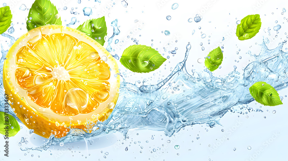 Lemon water splash isolated on a white transparent background, png ...