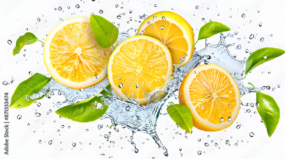 Lemon water splash isolated on a white transparent background, png ...
