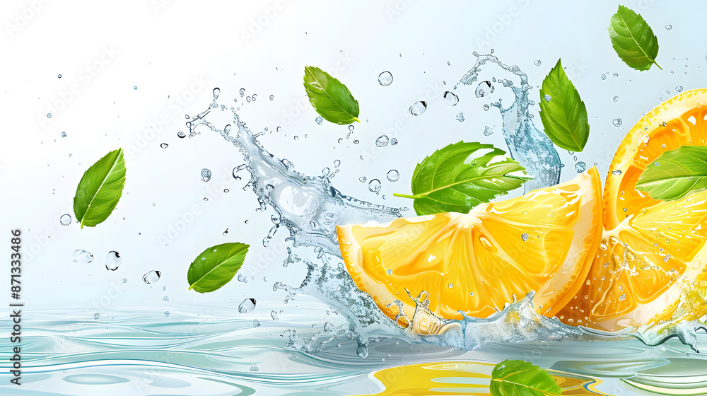 Lemon water splash isolated on a white transparent background, png ...