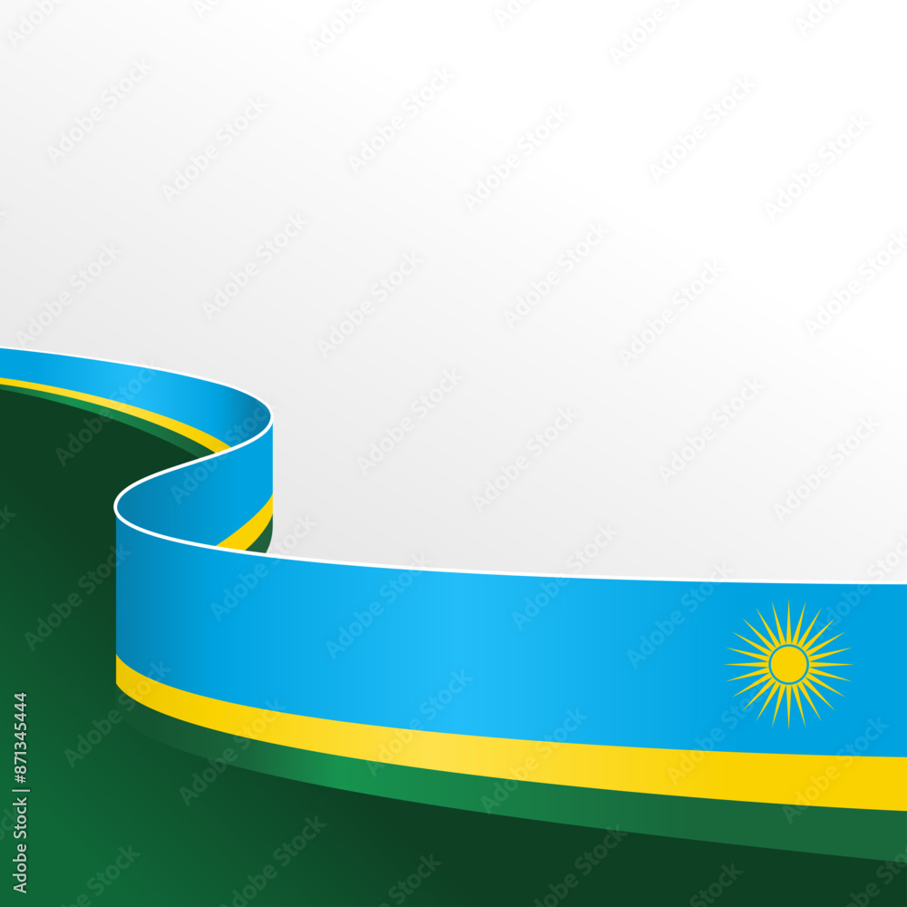 Rwandan flag ribbon vector illustration. Rwanda flag ribbon on isolated ...