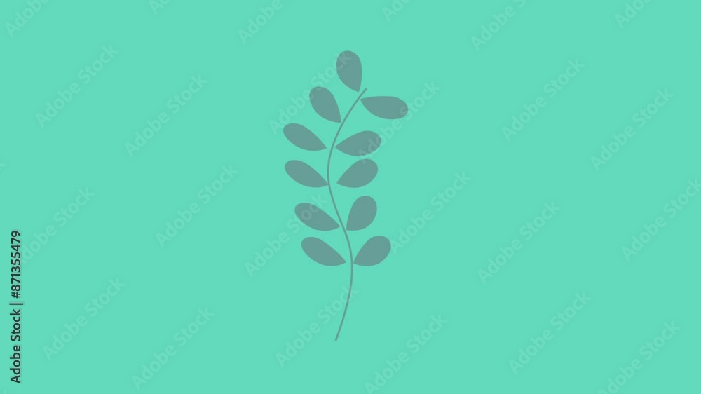 animated tree slowly moving with wind blowing, moving stems and green ...