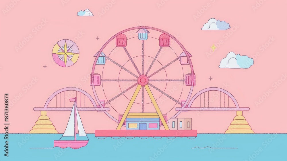 color matching scheme, simple line art, aesthetic style of graphic ...
