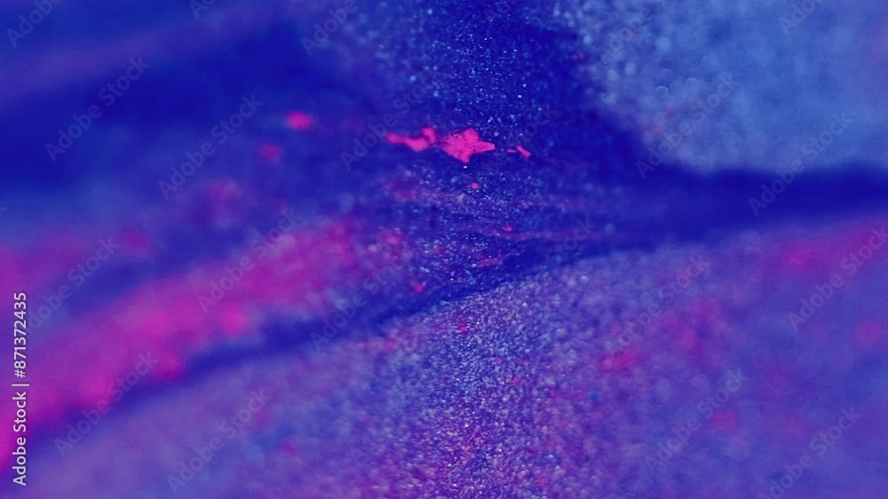 Glitter fluid spill. Ink wave. Blur neon blue pink color glowing ...