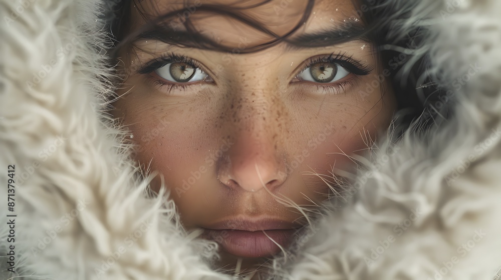 Captivating Inuit Woman s Face with Expressive Eyes and Delicate ...