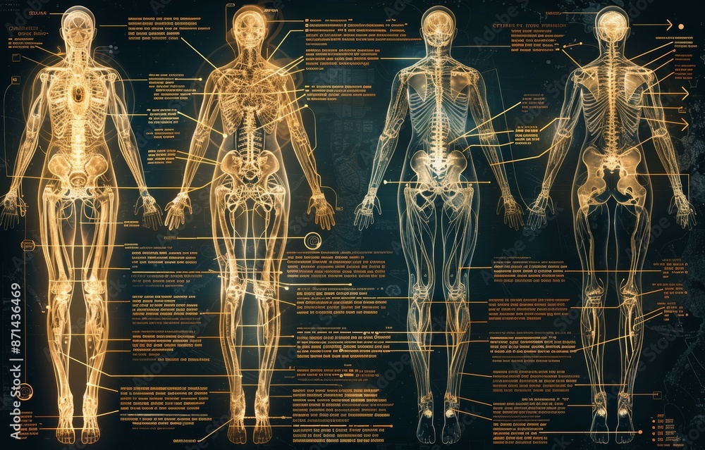 Detailed Human Anatomy Diagram with Medical Annotations and Highlighted ...