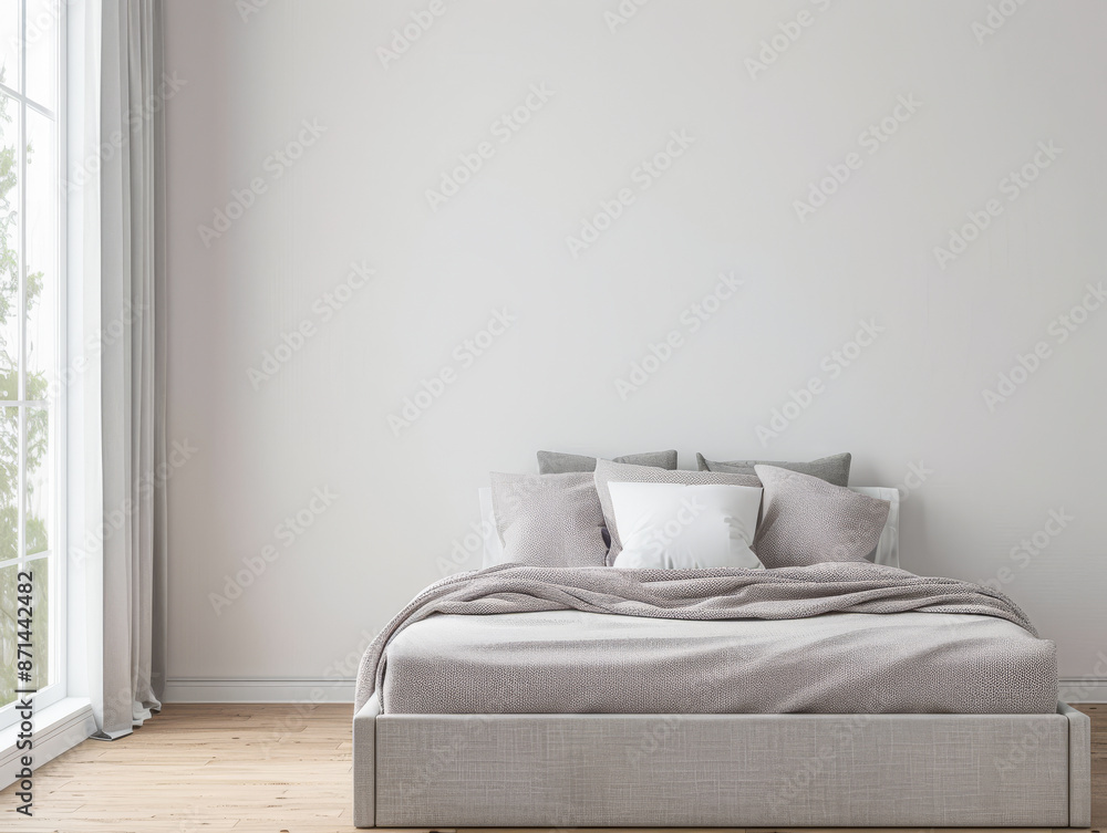 Luxurious master bedroom with a big window filling the room with ...