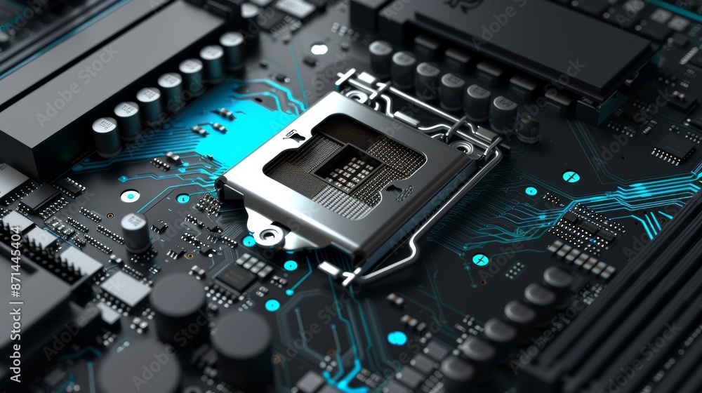 ภาพประกอบสต็อก CPU desktop with the contacts facing up lying on the ...