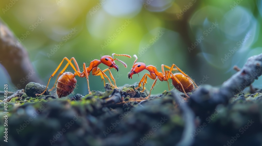 Ant action standing.Ant bridge unity team.Concept team work together ...
