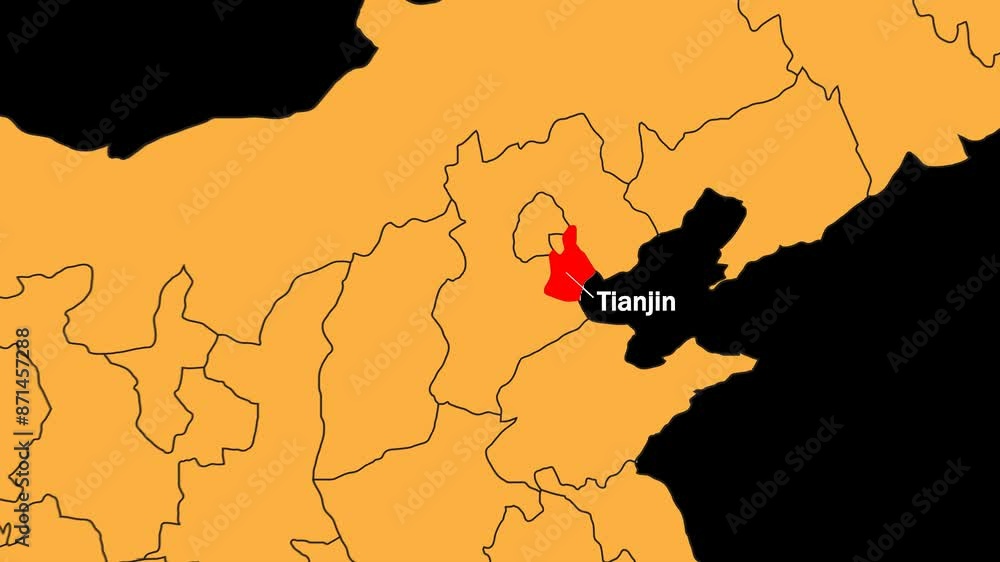 Tianjin map animated video. Tianjin location is highlighted on the ...