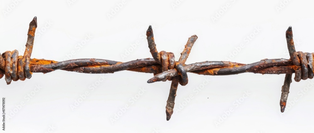 Barbed wire on a white background. Barbed wire is a symbol often ...
