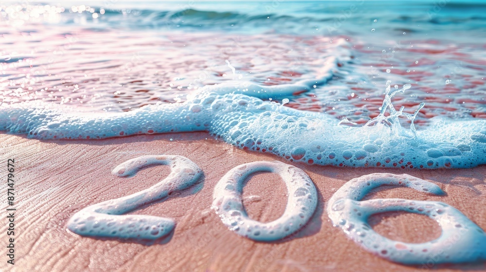 Welcome 2026 year,text on brown sand on beach with shellfish,Happy New ...