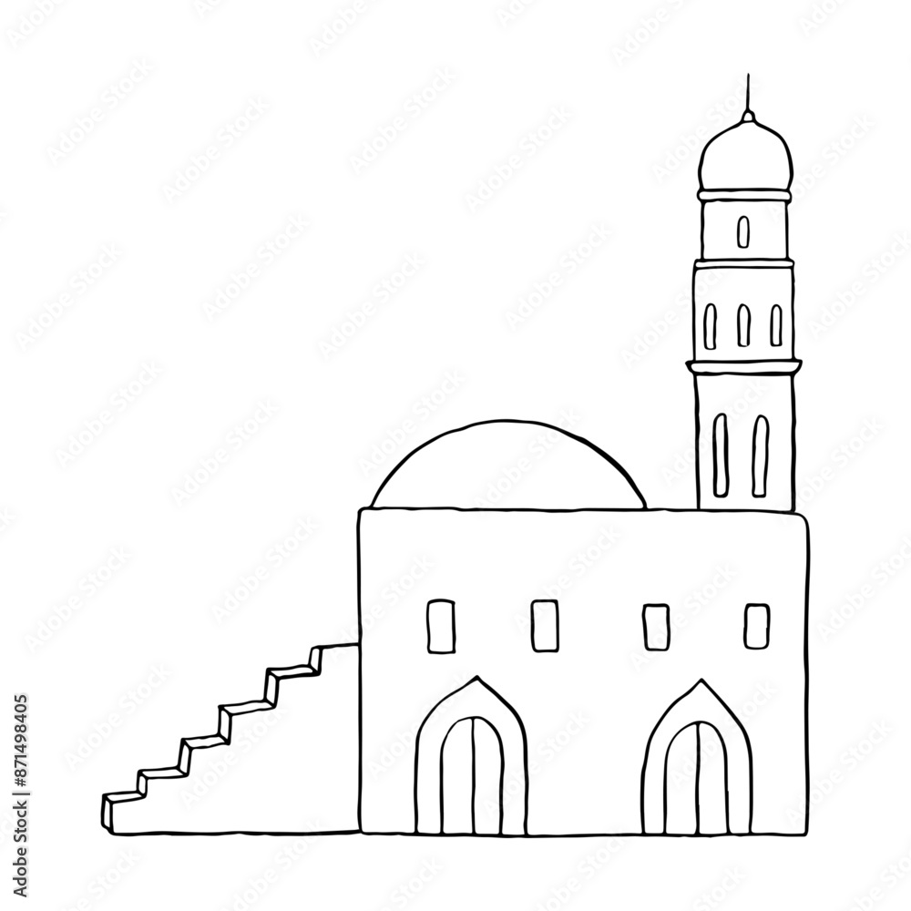 Moroccan Arabic minimalist landscape of old town simple black and white ...