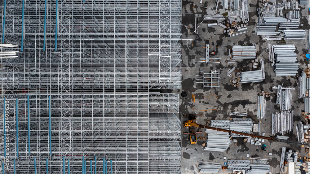Aerial view scaffolding building construction, Scaffolding at ...