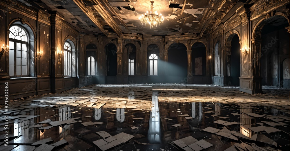 abandoned palace ballroom castle mansion interior design ruins. gothic ...
