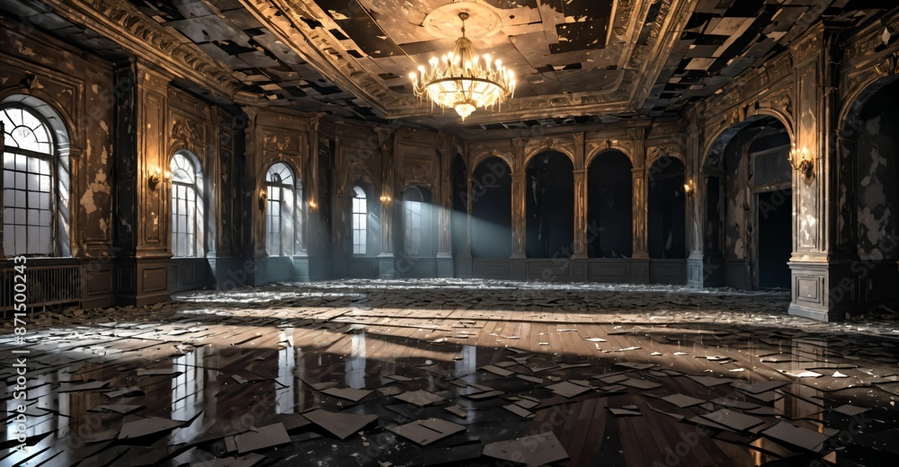 abandoned palace ballroom castle mansion interior design ruins. gothic ...