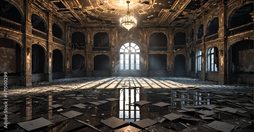 abandoned palace ballroom castle mansion interior design ruins. gothic ...