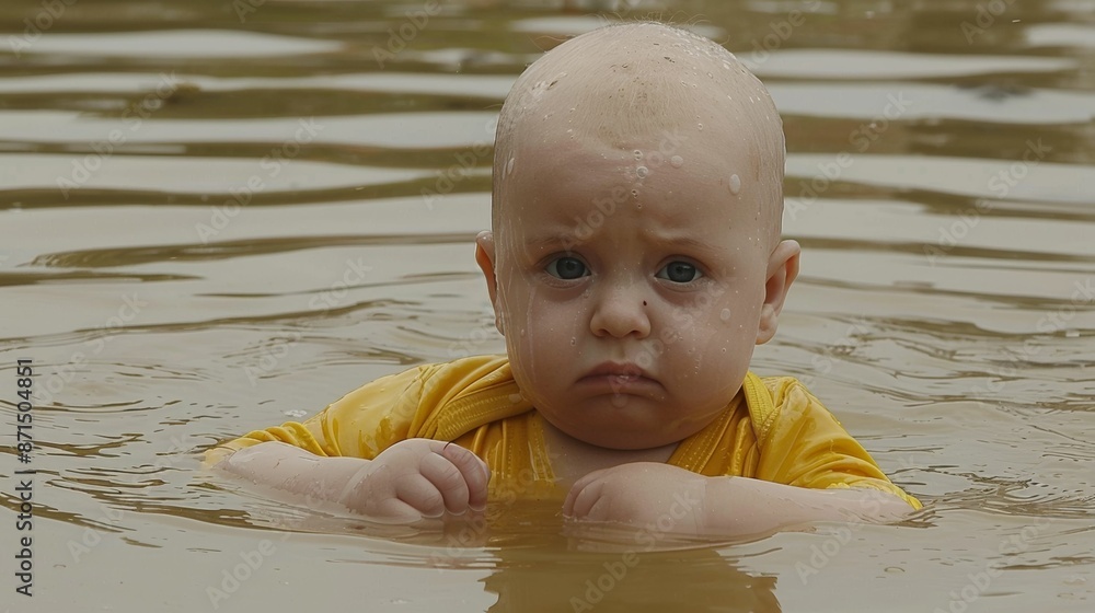baby with Despair: Hollow gaze, trembling hands, drowning in a sea of ...
