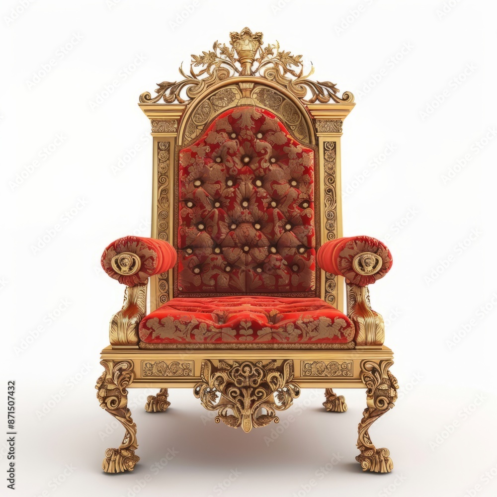 3D Render, Low Poly style of a royal throne with ornate details, on ...