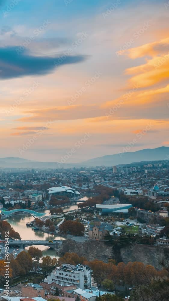 Vertical Footage. Tbilisi, Georgia. Tbilisi, Georgia. Aerial View ...