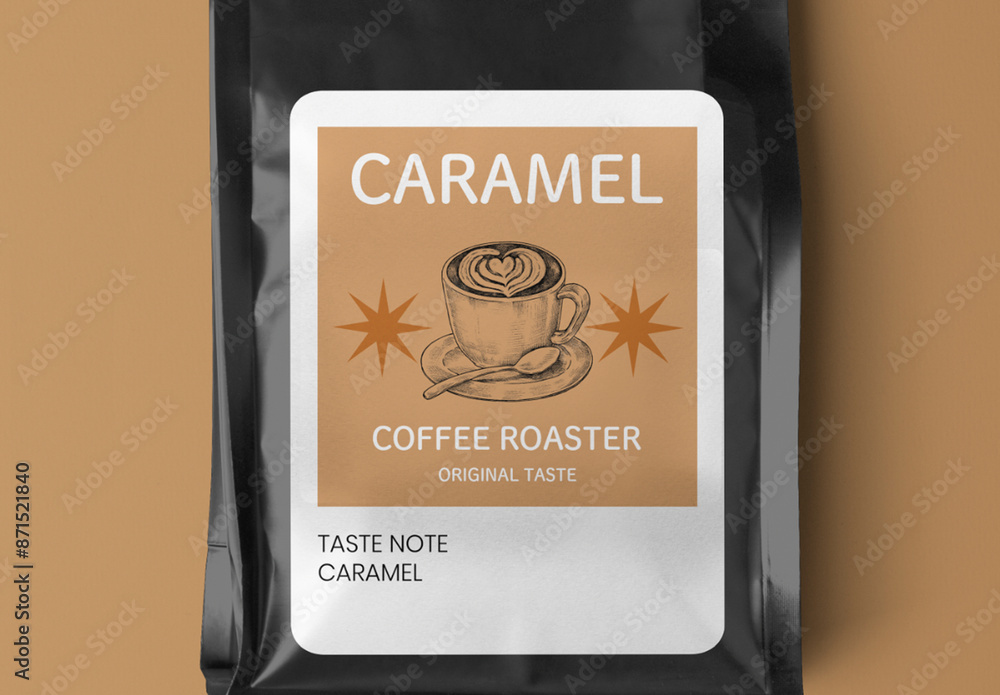 Coffee Bean Bag Label Mockup Stock Template | Adobe Stock