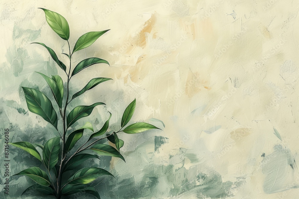 A hand-drawn vector illustration of a matcha plant, showcasing matcha ...