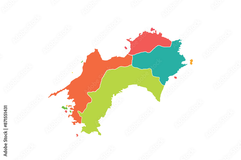 Shikoku map isolated modern colorful style. for website layouts ...