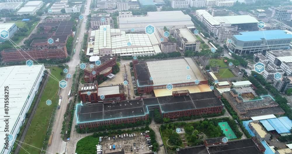 Smart factory concept. Visualization of smart industry. Concept of a ...