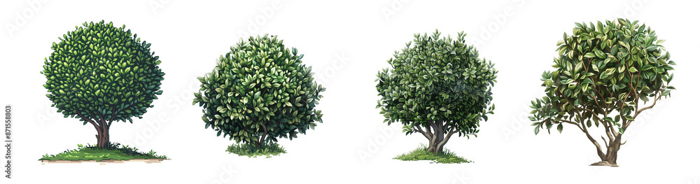 pixel art bushes different shapes sizes isolated on transparent ...