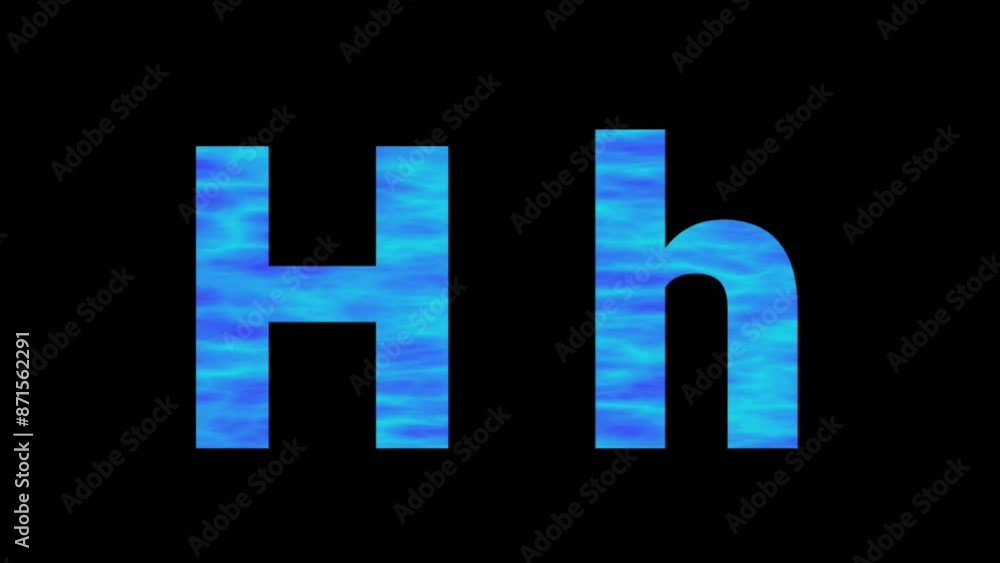 "H" uppercase and lowercase letters with blue liquid texture, latin ...