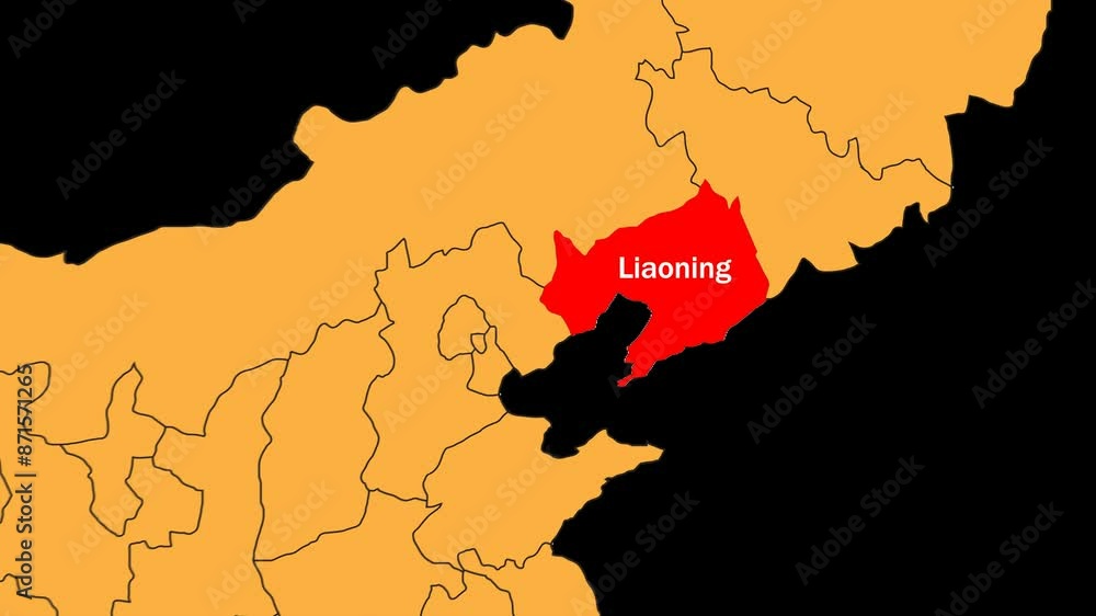 Liaoning map animated video. Liaoning location is highlighted on the ...