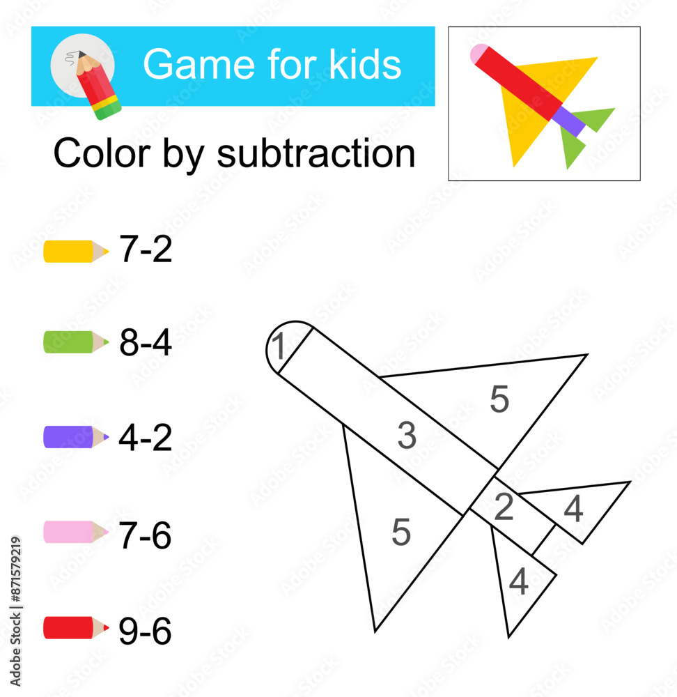 Coloring pages. Color by subtraction. Vector illustration for children ...