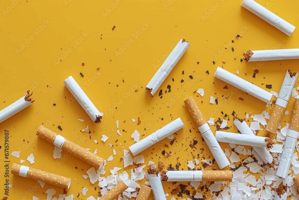 The rotten cigarette is a symbol of smoking addiction and promotes the ...