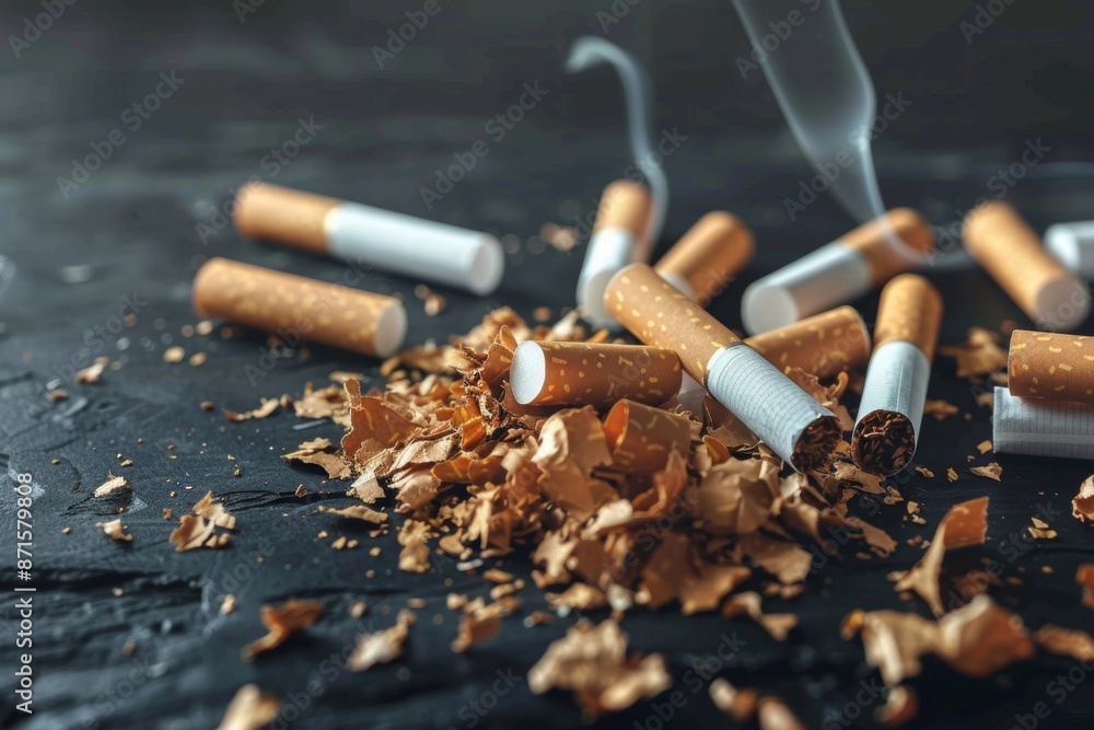 The rotten cigarette is a symbol of smoking addiction and promotes the ...