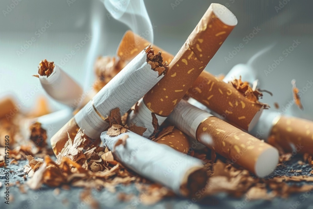 The rotten cigarette is a symbol of smoking addiction and promotes the ...