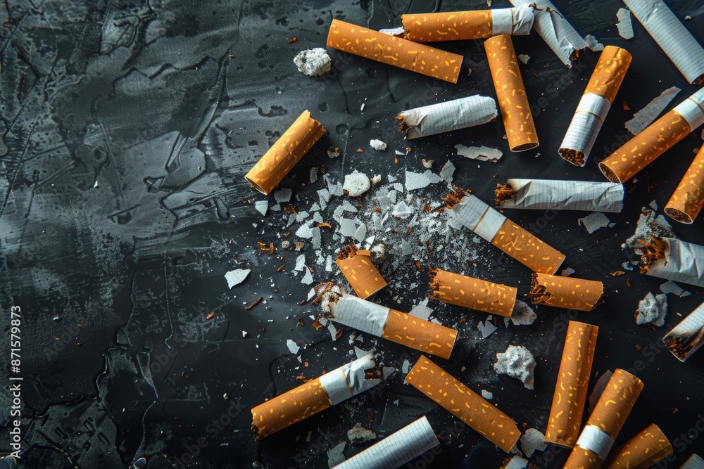 The rotten cigarette is a symbol of smoking addiction and promotes the ...