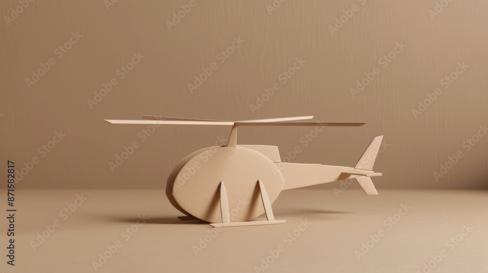 Cardboard paper toy helicopter, isolated background, studio lighting ...