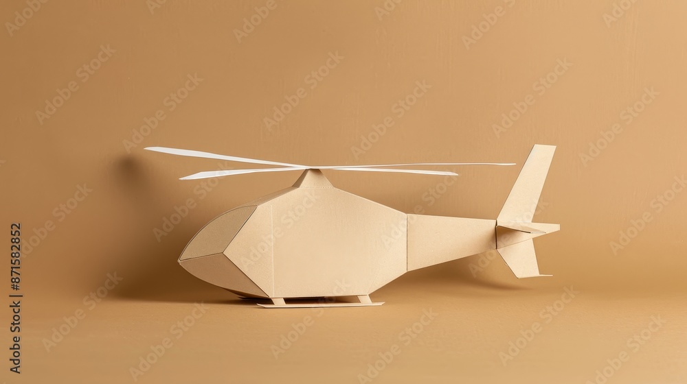 Cardboard paper toy helicopter, isolated background, studio lighting ...