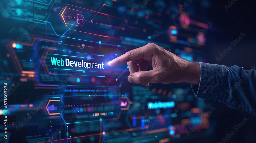 Technology background concept. Businessman checks a mark on a virtual ...