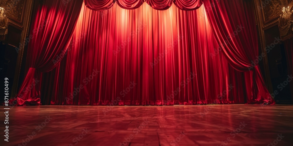 Luxurious Red Velvet Theater Curtain on Stage, Ready to Unveil the Next ...