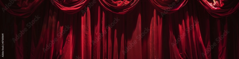 Luxurious Red Velvet Theater Curtain on Stage, Ready to Unveil the Next ...