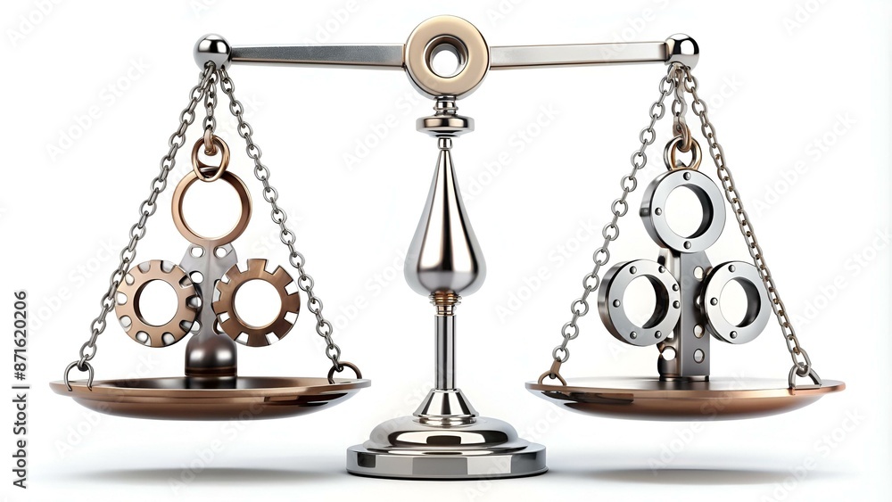 Gender equality concept. Gender balancing symbols on metal mechanical ...