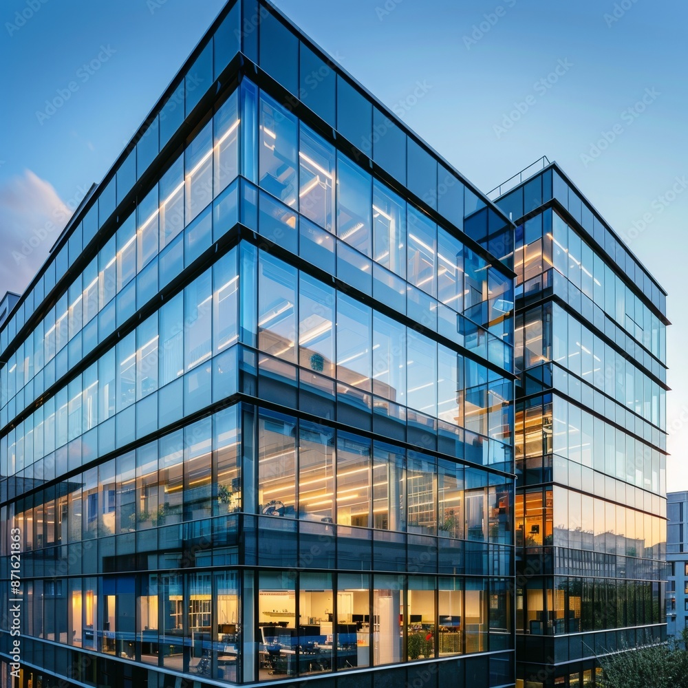 Modern Office Building Exterior Design with Glass Facade in High-Resolution AI-Generated ...