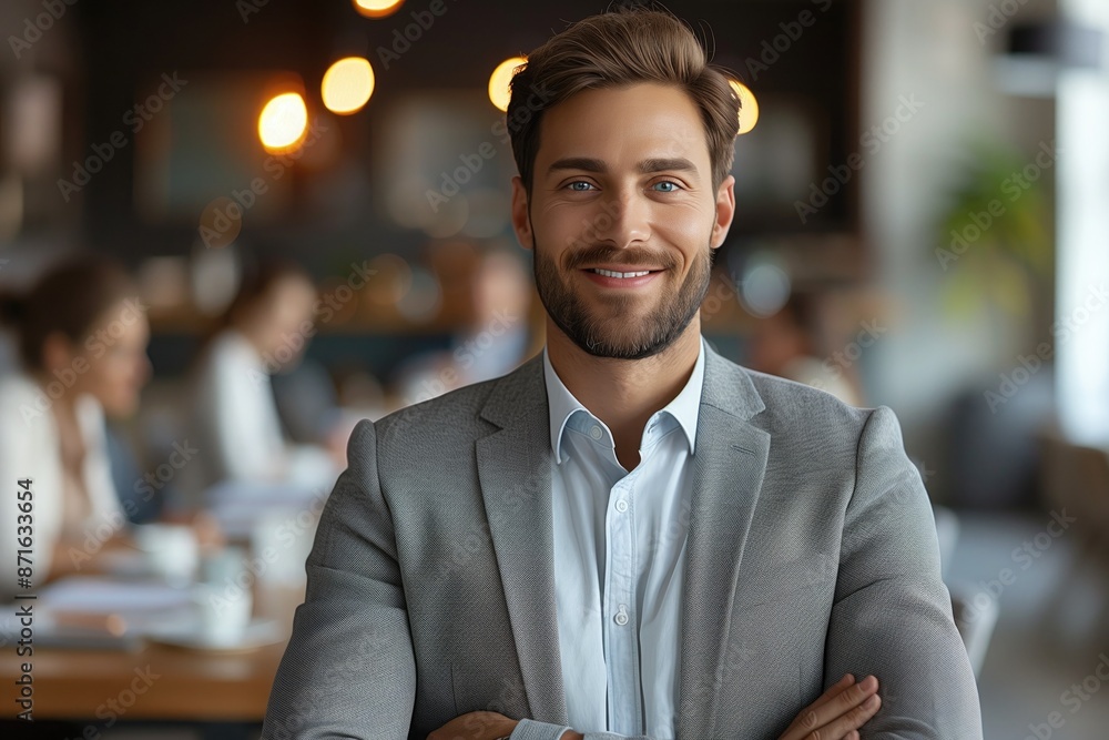 An employee pacing back and forth in a conference room, clutching their ...