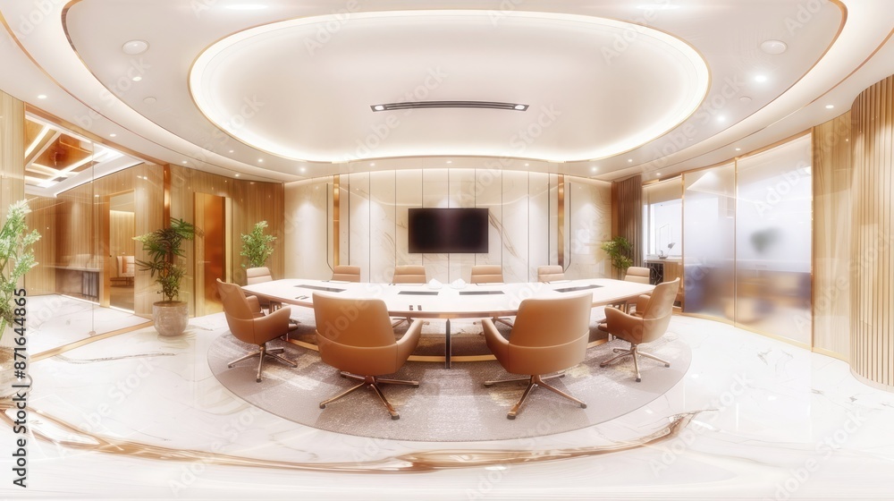 360 spherical panorama view of meeting room in office.3d rendering ...