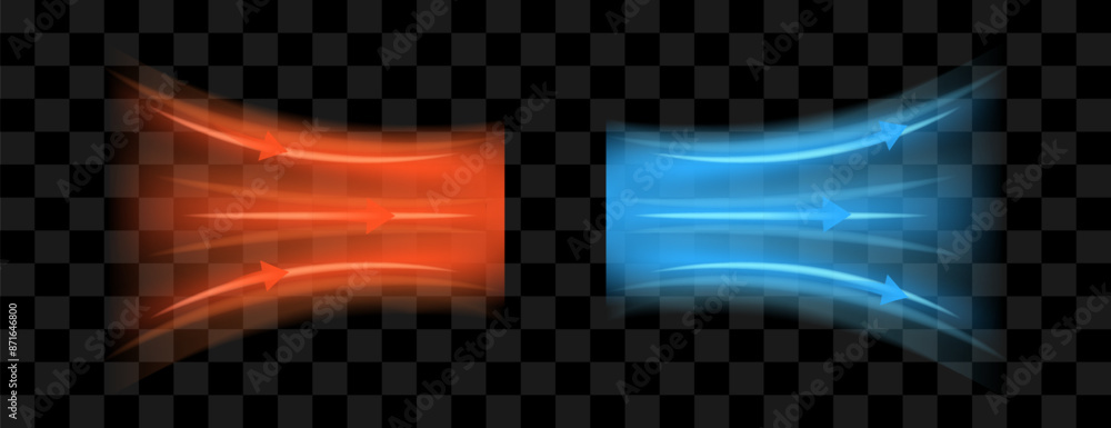 Hot and cold air flow with arrows indicating the direction of air ...