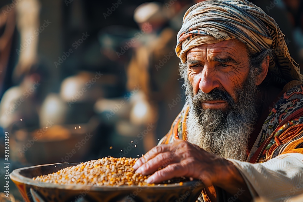 Realistic Depiction of a Priest Presenting a Grain Offering Stock Photo ...