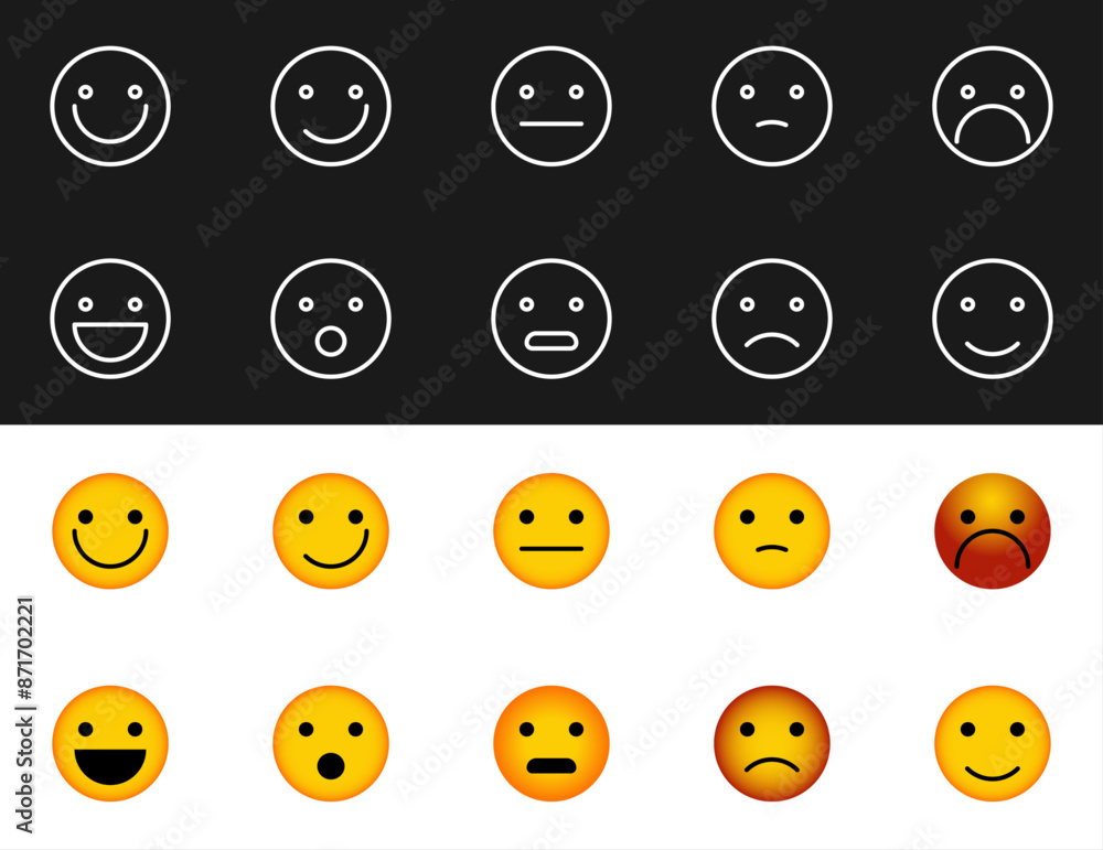 Emoji icon sets. Ui, website, app and Professional Work Labels. linear ...
