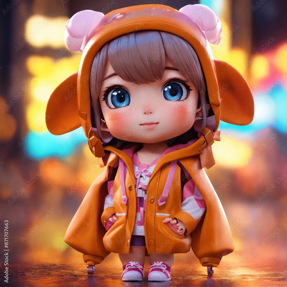 4d photographic image of full body image of a cute little chibi girl ...