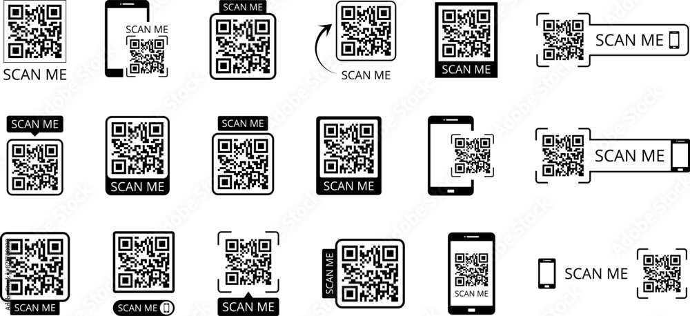 Scan qr code icon. Scan me template Qr code for smartphone. QR code Payment. QR code for payment ...