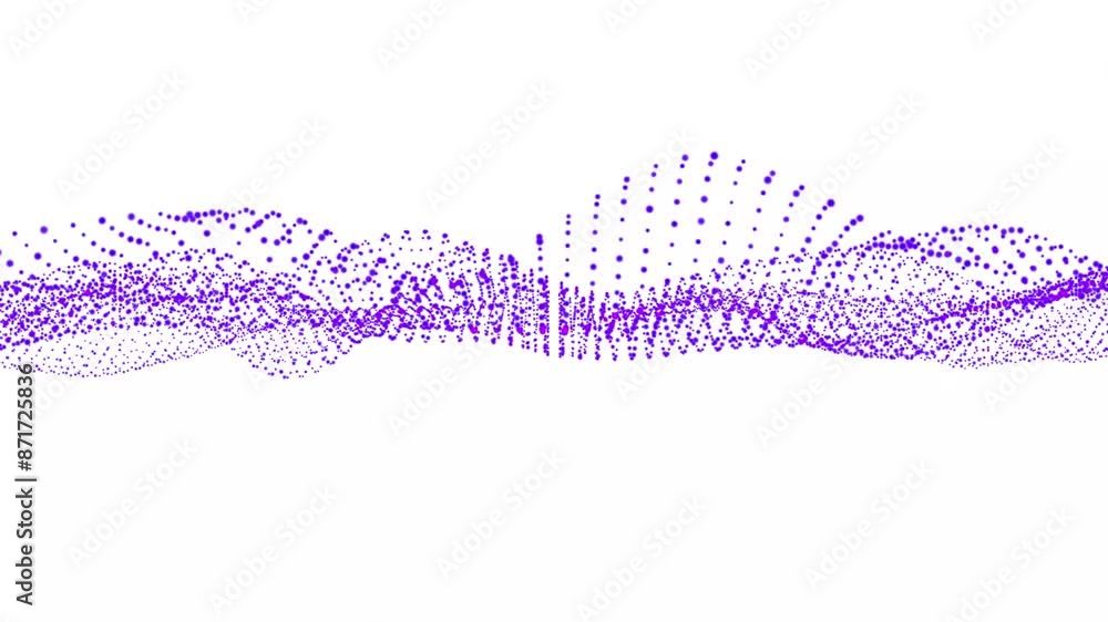 Abstract digital purple dots wave animation. Halftone dots background ...